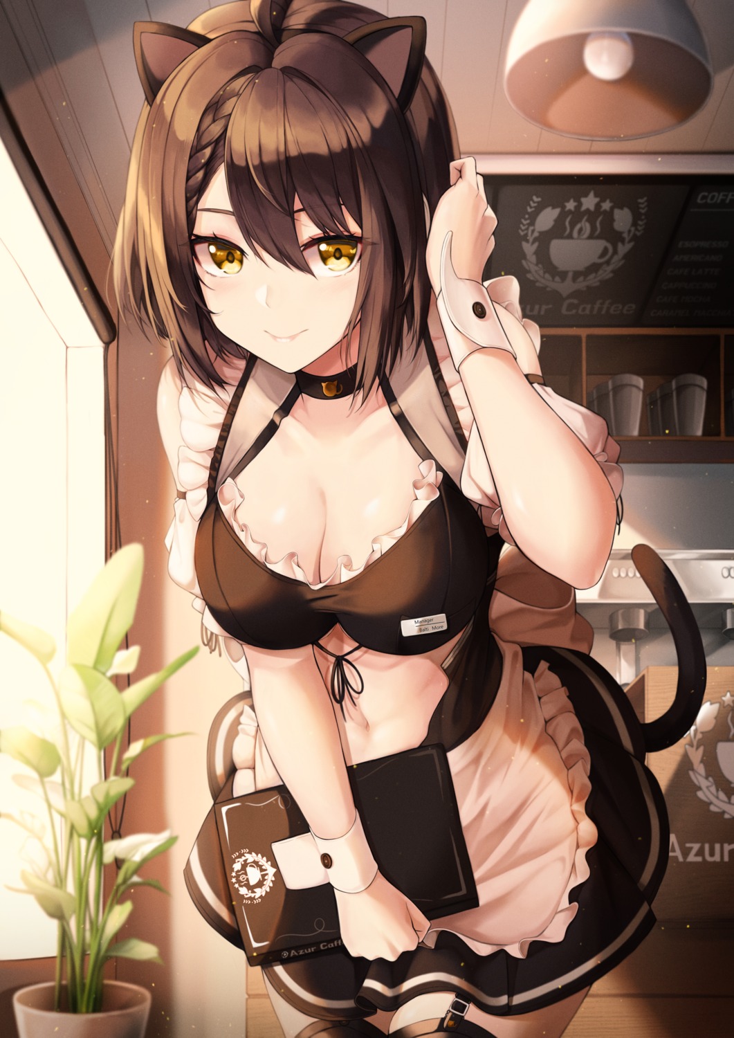 sora (men0105) azur lane baltimore (azur lane) animal ears cleavage maid nekomimi skirt lift ...